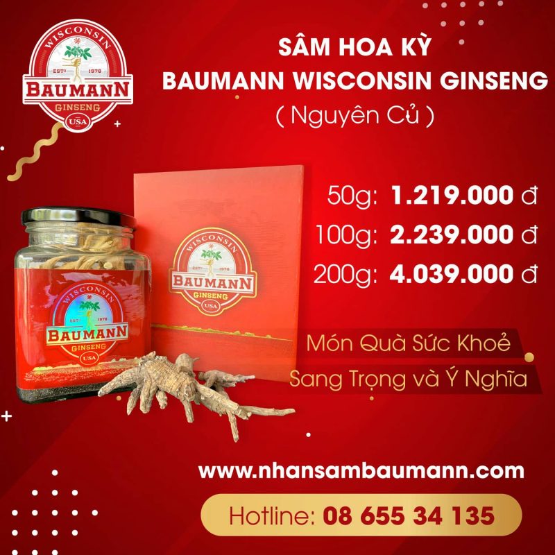 Nhân Sâm Nguyên Củ Baumann Wisconsin - Giá Tốt Nhất Hôm Nay